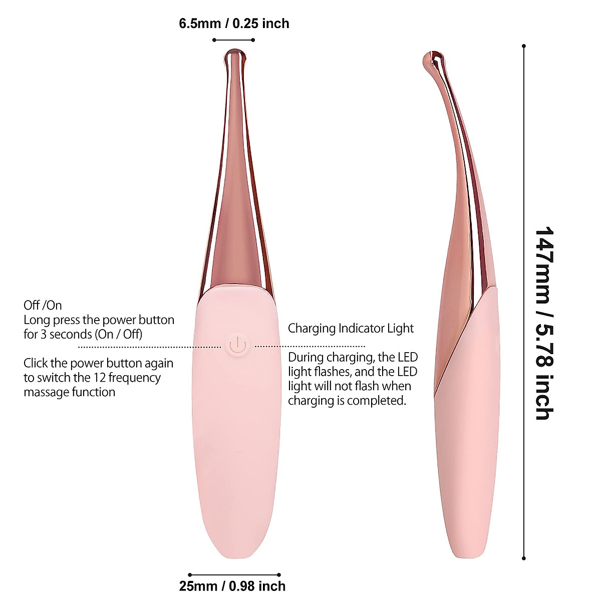 CHARMING Personal Eye Wand Massager with Eyes Body Massager Facial Vibrating Treatment for Dark Circles, Promote Essence Absorption, Eliminate Dark Circle, relieves Skin Fatigue -Pink