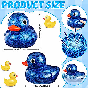 Honoson 6.89 Inch Giant Glitter Rubber Duck Big Glitter Rubber Duck Large Sparkly Duckling Bath Toy with Squeaky Sound for Summer Baby Shower Birthday Party Favor Gift(Dark Blue)