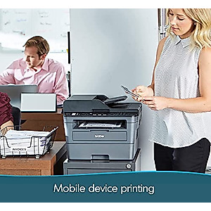 Brother MFC-L2710DW All-in-One Wireless Monochrome Laser Printer, Black - Print Copy Scan Fax - 32 ppm, 2400 x 600 dpi, 50-Sheet ADF, Auto Duplex Printing, Voice Activated, Ethernet