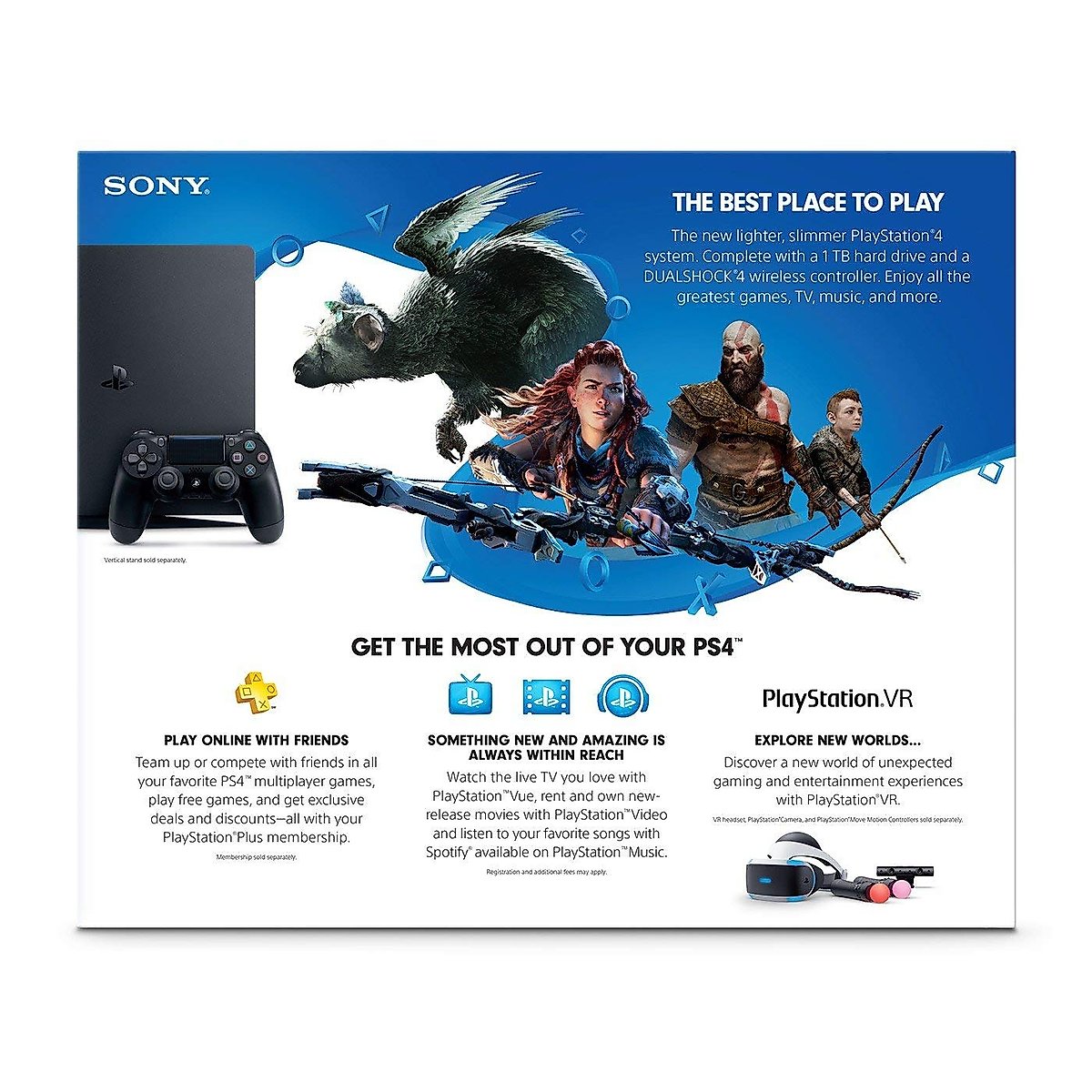 Playstation 4 Slim 2TB SSHD Console with Dualshock 4 Wireless Controller Bundle Enhanced with Fast Solid State Hybrid Drive (Renewed)