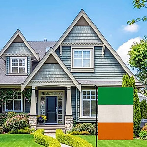 Pretty_jessie Ireland Flag Irish Garden Flags 12x18 Double-Sided Small Burlap Yard Flag Decorations for Outdoors(Ireland)