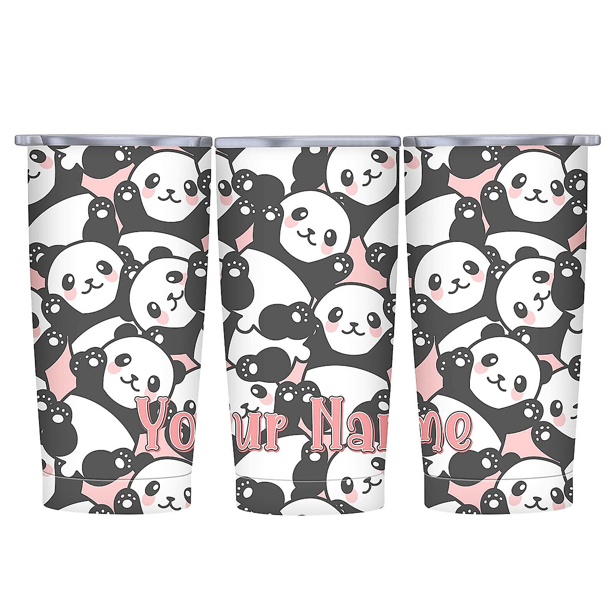 Panda Tumbler Gifts, 20 OZ Tumblers with Straw & Lid Double Wall Vacuum Insulated Printed Cup, Coffee Wine Water Tea Mug for Women Men Couple Teen Boys Girls Birthday Valentine’s Day Home Office