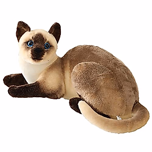 GUDVES Siamese Cat Stuffed Animal, Shorthair Cat Realistic Plush Cat Stuffed Toys, Gift for Kids 12inches (A)