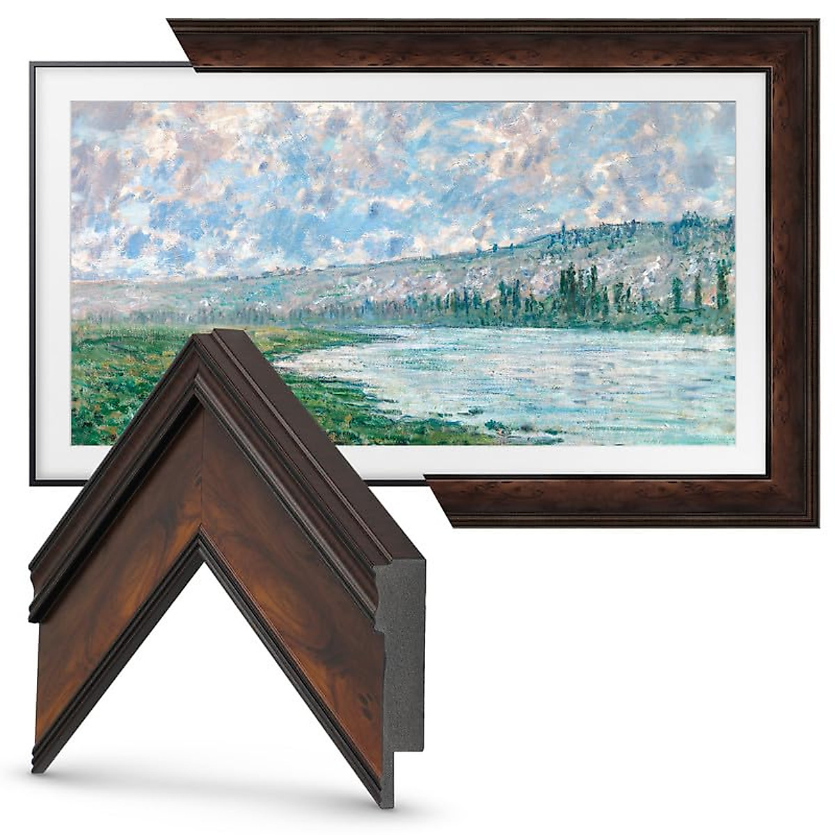 Frame My TV Deco TV Frames - Burlwood Smart Frame Compatible ONLY with Samsung The Frame TV (75", Fits 2021-2025 Frame TV)