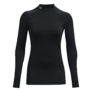 Under Armour Women's Standard ColdGear Authentics Mock Neck, Black (001)/White, X-Large