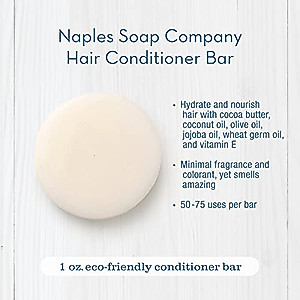 Naples Soap Company, Protein Enriched, 50-75 Use, Solid Hair Conditioner Bar, Eco-Friendly Haircare, Helps Ensure Vibrant, Healthy Hair, All Hair Types, Stimulating Scalp, 1oz