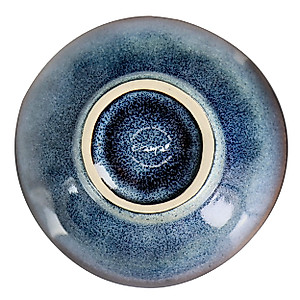 Elama Lucca 20 Piece Round Stoneware Triple Bowl Dinnerware Set in Blue