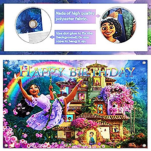 Birthday Party Supplies for Encanto Isabella, Happy Birthday Banner Backdrop Decorations for Girls Kids 5 x 3FT Background Party Decor