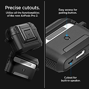Spigen Lock Fit Designed for AirPods Pro 2nd Generation Case (USB-C/Lightening Cable) with Secure Lock Clip - Black