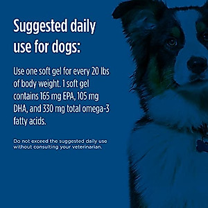 Nordic Naturals Omega-3 Pet, Unflavored - 180 Soft Gels - 330 mg Omega-3 Per Soft Gel - Fish Oil for Dogs with EPA & DHA - Promotes Heart, Skin, Coat, Joint, & Immune Health
