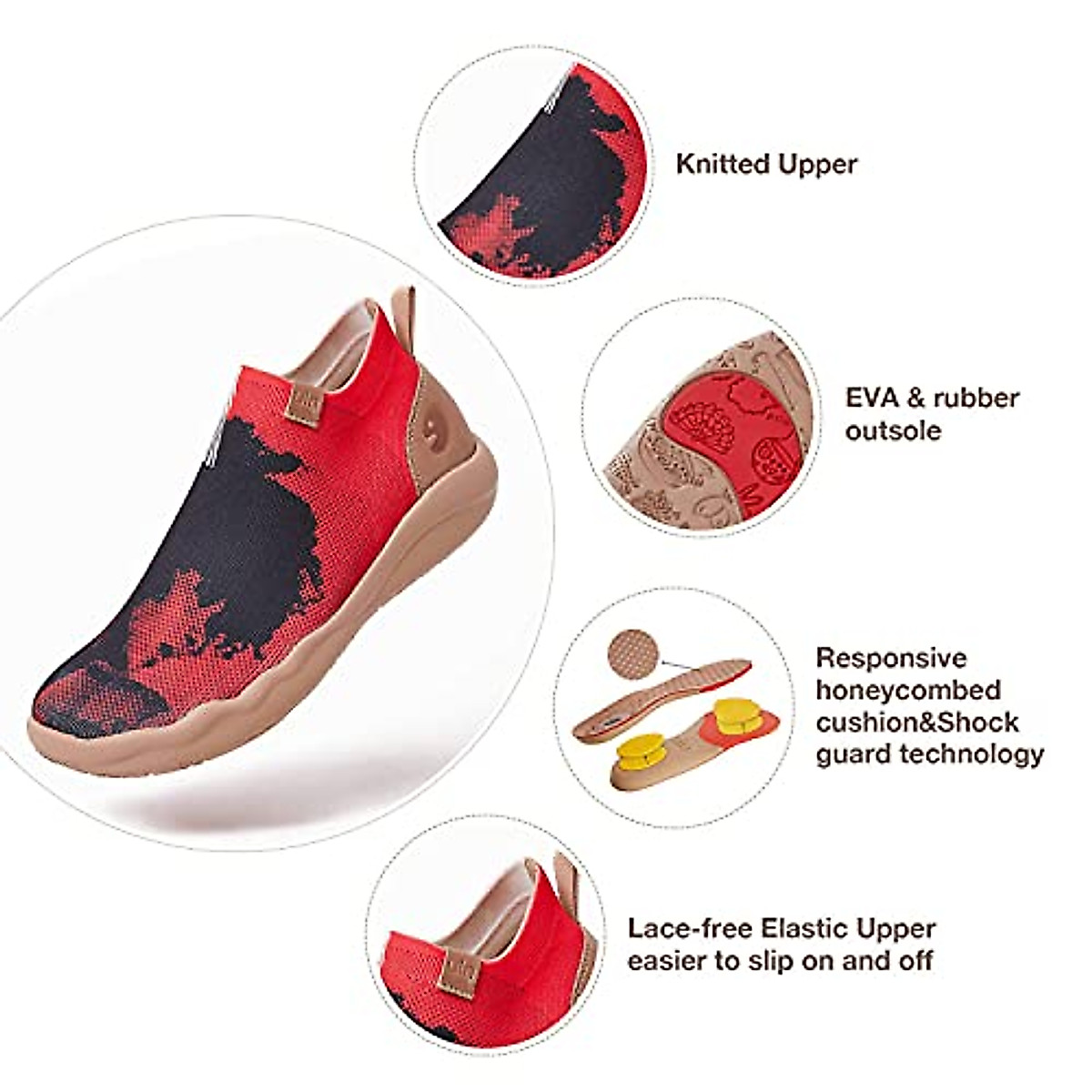 UIN Women's Walking Shoes High Top Knitted Boots Casual Lightweight Comfort Fashion Sneaker Shine in Night (8.5)