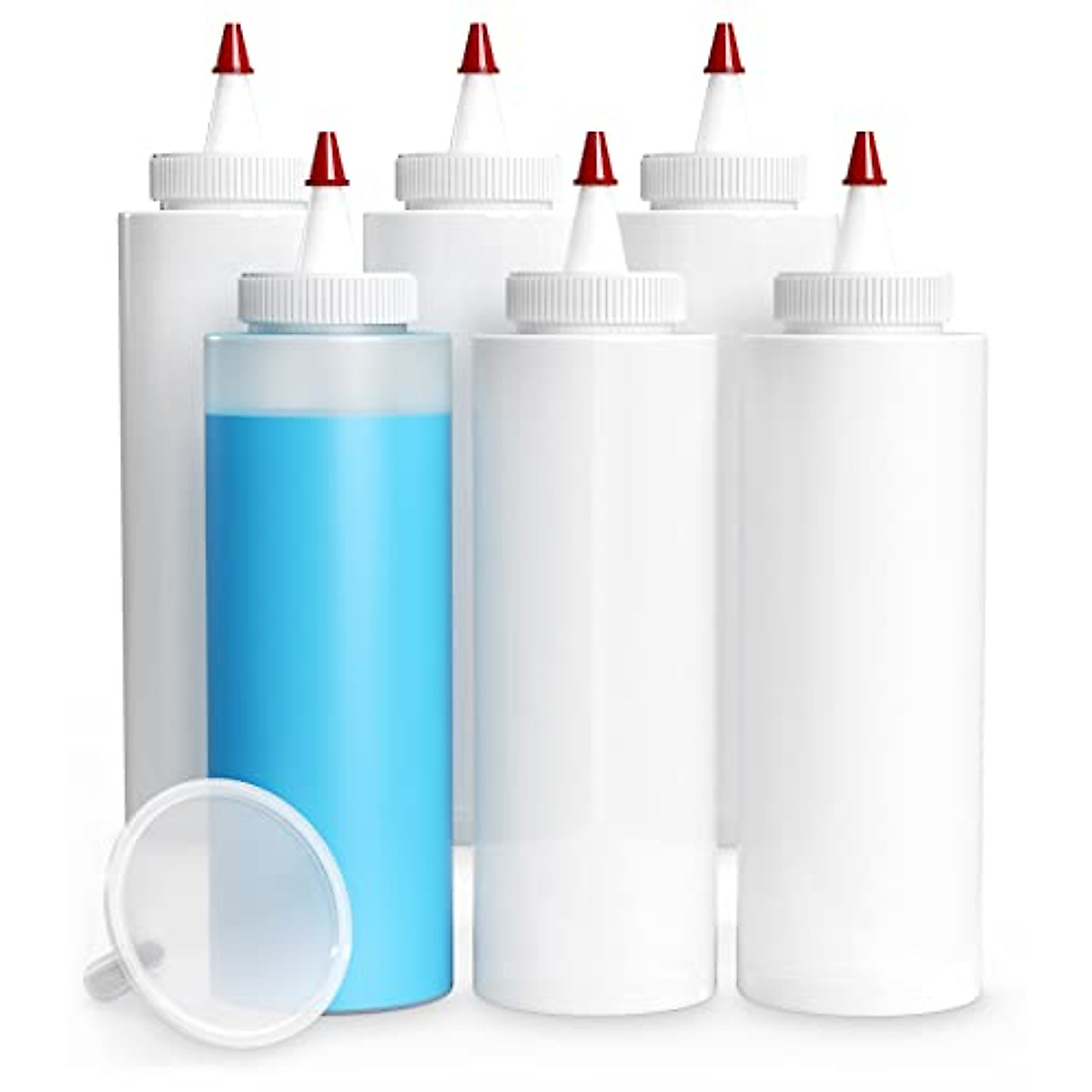 Pixiss Tie Dye Squeeze Bottles (8-Ounce) 6-Pack and Funnel for Creative Tie Dying Accessory Kit