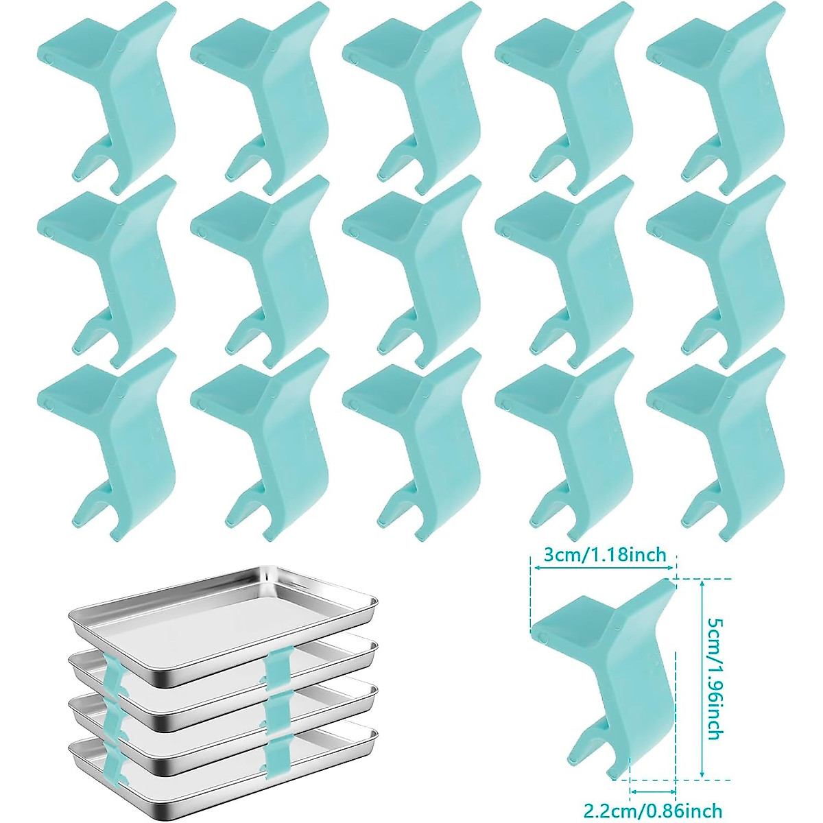 Baking Sheet Stackers, Cookie Sheet Stacking Clips, Space-Saving Tray Stackers, Reusable Trays Stacking Holder, Multipurpose Baking Tray Stackers for Freeze Dryer Trays (24PCS)