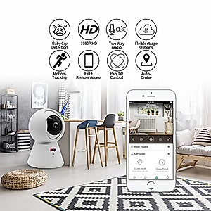 Anssipo Indoor WiFi Pan/Tilt Security Camera, 1080P 2.4GHz IP Surveillance Cameras, Smart Home Baby Monitor with 2 Way Audio, Motion Detection, Clear Night Vision, Cloud & SD Card Storage