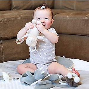 Gabby Grove Gentle Jungle Educational Baby Activity Gym and Infant Play Mat in Grey Shower Gift for Newborn with Mirror, Tummy Time Pillow, and Toys in Gray, White and Cream Neutral Tones