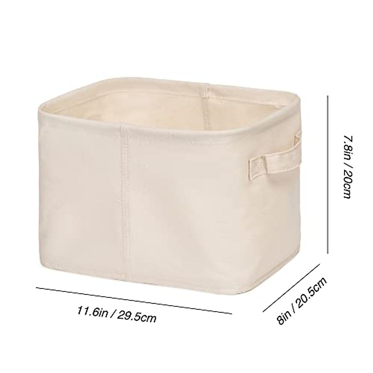 YONBEN Decorative Basket Rectangular Fabric Storage Bin Organizer Basket with Handles for Clothes Storage (11.6 x 8 x 7.8, Beige)