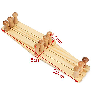 Natural Wooden Expandable 10 Peg Coat Hooks Key Holder Hat Closet Hook Fold Shelf Bathroom Rack Fixed On Wall Hanger(12.6inch,Wood Color)