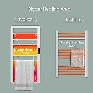EVOKOR Towel Warmers for Bathroom, Towel Warmer Rack with Timer, Heated Towel Rack Wall Mounted, Towel Heater, Towel Dryer, Electric Bath Towel Drying Rack, Hardwired or Plug-in Models- 90x46 cm