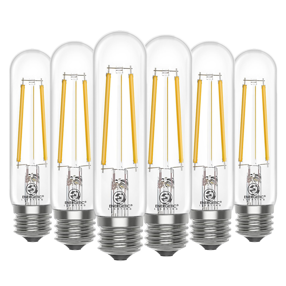 Energetic E12 LED Bulb 5 Watt (60 Watt Equivalent) Candelabra Dimmable Chandelier Light Bulbs Soft White 2700K T6 Vintage Filament Edison Candle Bulb, 6 Pack