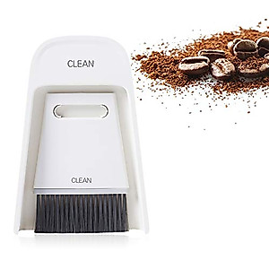 Broom and Dustpan Set, Small Dustpan and Brush Set Desktop Cleaning Brush Household Broom Desktop Trash Can for Home School Office Cleaning (Grey White)