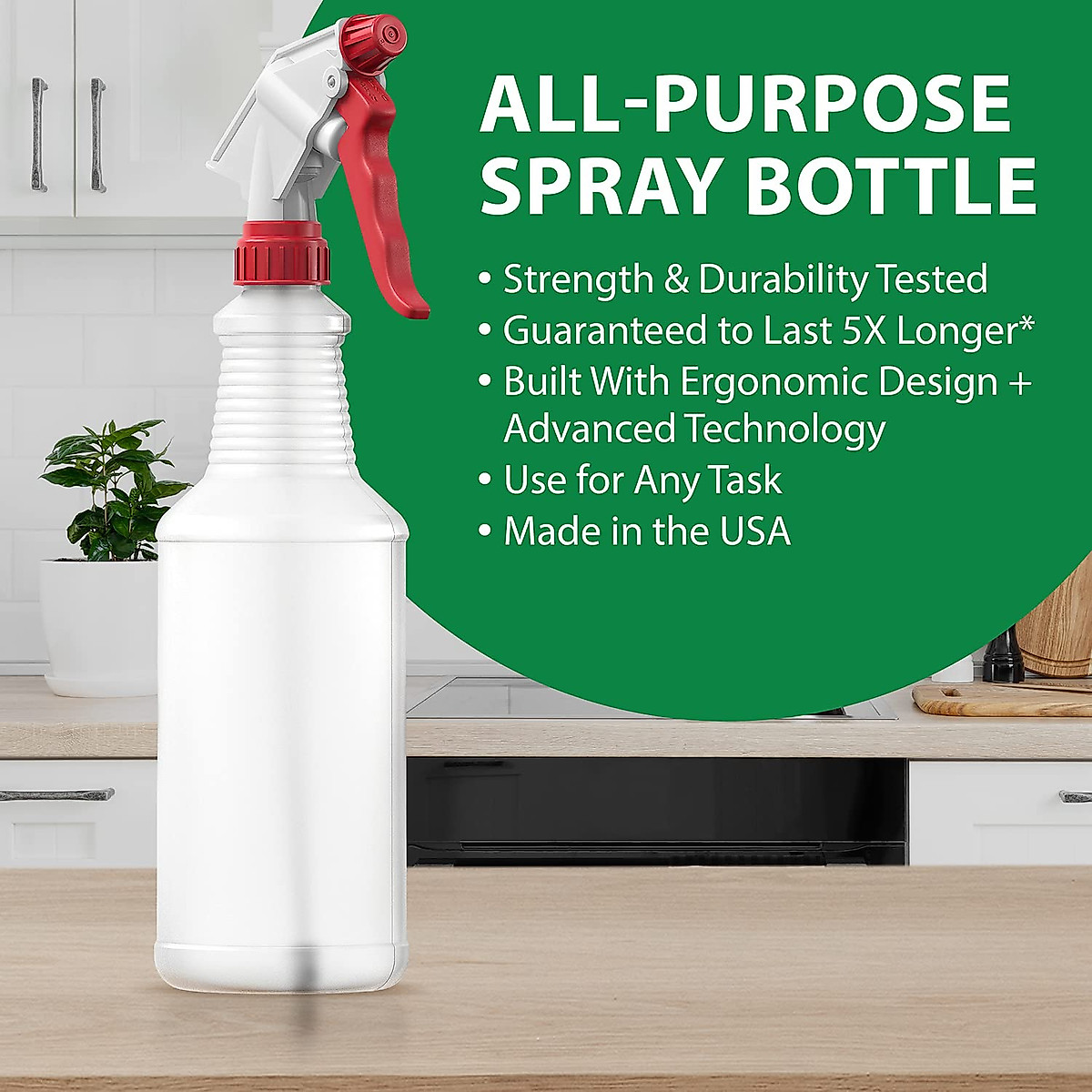 Bar5F Spray Bottle for Cleaning Solutions (24 Oz, 2 Pack) 3X Stronger Heavy-Duty Chemical Resistant 100% Leak-Proof USA Made