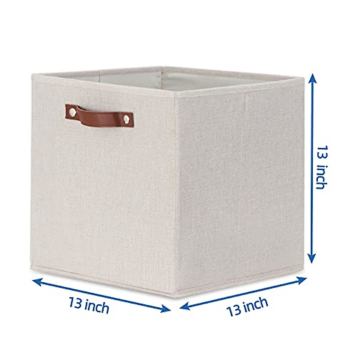 Temary Fabric Storage Cubes Storage Bins with Dual Leather Handles, 4 Pack Cube Baskets 13x13 Foldable Cube Organizers for Shelves, Home, Office, Nursery
