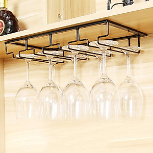 Yopay 2 Pack Wine Glass Rack, Metal Under Cabinet Stemware Holder for Bar Home Kitchen, Wine Glass Organizer Storage Hanger, Easy to Install, 4 Rows, 15.75 Inch