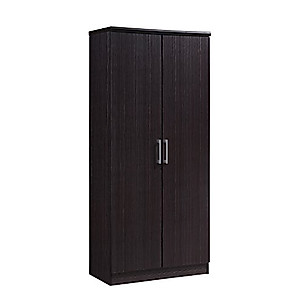 HODEDAH IMPORT Furniture 2 Door Wardrobe with Adjustable/Removable Shelves & Hanging Rod, Chocolate
