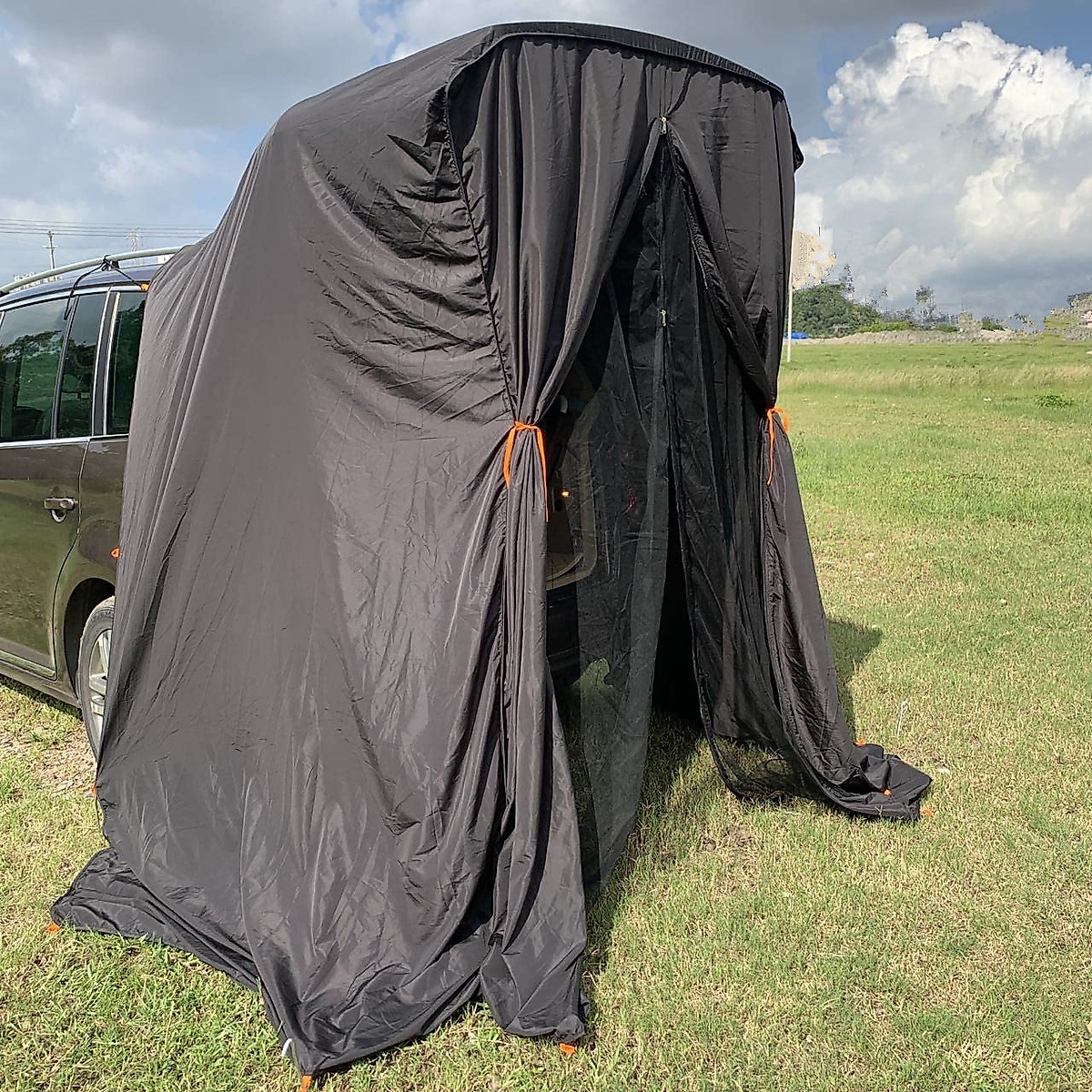 SUV Tailgate Shelter Tent Privacy Shelter Waterproof Black Portable Changing Room for Biking Toilet Shower Sleeping Beach Swimming L:W:H:4.9ft:4.9ft:7.5ft 6pcs Tent Pegs to fix