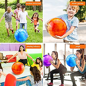 HolyMaji 3 Pcs 16 Inches Marbleized Bouncy Balls Large Size Inflatable Rubber Playground Sensory Balls Plus Air Pump, Big Cloud Bouncing Balls for Adults Pet Kid Beach Water Fun Indoor Outdoor Games