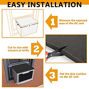 Powrocket Window Air Conditioner Drip Cushion,24" x 17" x 3/4" Removable Foam Cushion with Easy Installation Magnetic Back for Window AC Units