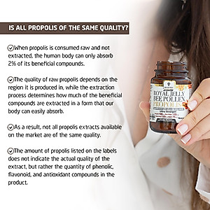 Bee and You Royal Jelly Raw Honey, Propolis Extract, 100% Natural Superfood, Ultra Pure, Immune Support Supplement, Antioxidants, Keto, Paleo, Gluten-Free, 6.7 oz