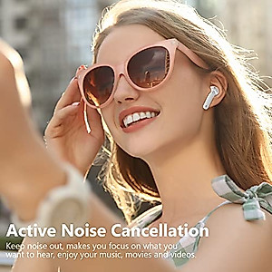 Dxnbikt Bluetooth Headphones Wireless Earbuds Active Noise Cancelling Hi-Fi Stereo Sound Ear Buds in-Ear Headphones with Charging Case Earphones for iPhone Android,Great Gifts for Christmas (White)