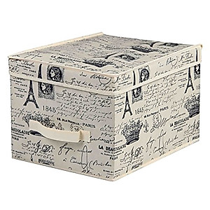 Home Basics Paris Collection Non-Woven Large Storage and Organization Box, Natural, (Jumbo Box)