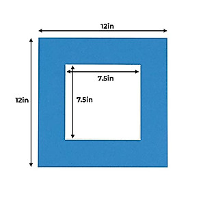 12x12 Mat for 8x8 Photo - Precut Bay Blue Picture Matboard for Frames Measuring 12 x 12 Inches - Bevel Cut to Display Art 8 x 8 Inches - Acid Free Pack of 100 MATS with Backing Boards & Clear Bags