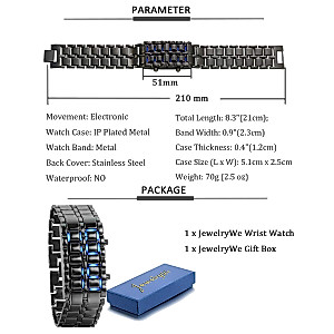 JewelryWe LED Lava Watch for Men Women Square Digital Faceless Metal Wristwatches, for Mother’s Day