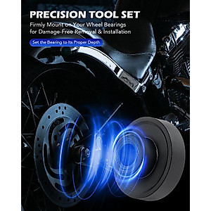 Orion Motor Tech Wheel Bearing Puller Tool Kit Compatible with Harley Davidson Motorcycles, Wheel Bearing Remover Installer Tool Set for 0.75" 1" 25mm Bearings Compatible with Hogs from 2000, 11 Pcs