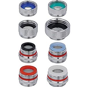 Hibbent 8 Pieces Faucet Adapter Kit, Kitchen Sink Brass Aerator Adapter Set, Male Female Sink Faucet Adapter Connecting Garden Hose, Water Filter, Standard Hose, Chrome Finished