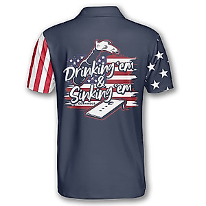 PRIMESTY Personalized Cornhole Shirts for Men, Custom Cornhole Jersey Shirts, Cornhole Polo Shirts Quick Dry, Size S-5XL