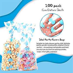 COQOFA 100 Pcs 5"X11" Gift Wrap Cello Cellophane Treat Bags Party Favor bags Clear Candy Cookie Bags Plastic Poly Goodie Storage Bags with Twist Ties for Baby Shower, Birthday, Wedding ,Party