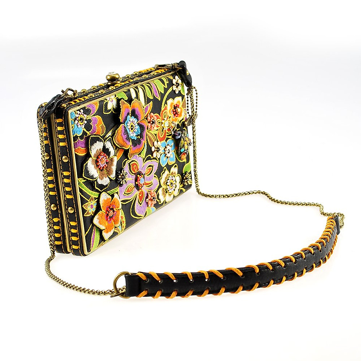 Mary Frances Blossoms Black Handbag