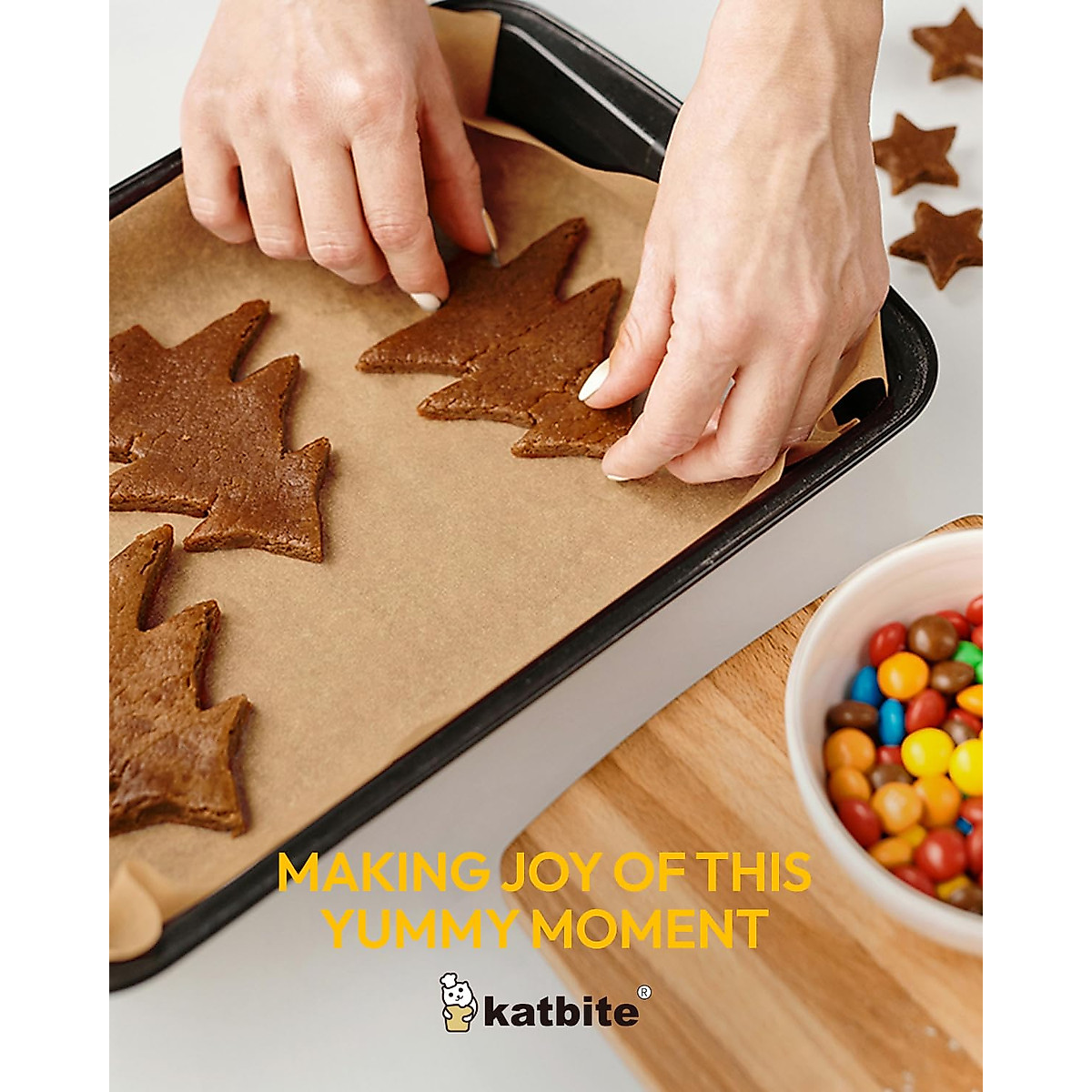 Katbite 400PCS Unbleached Parchment Paper Sheets, 12 x 16 IN Pre-Cut Baking Parchment, Heavy Duty Non-Stick Baking Paper for Half Sheet Cookie Bread Cake Pans, Grilling Meat Pizza,Oven,Air Fryer