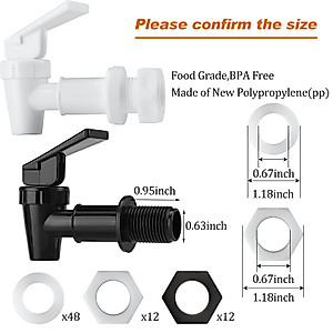 BPA-Free Replacement Cooler Faucet Water Bottle Jug, Dispenser Tap Set, Reusable Spigot Spout Water Beverage Lever Pour Dispenser Valve Water Crock Tap (Black, White, 8 Sets)