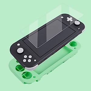 Silicone Protective Case for Nintendo Switch Lite, Soft Grip Case Cover with Comfort Ergonomic Handles for Nintendo Switch Lite 2019 [Self Stand][4 Thumb Stick Caps] (Silicone Grip-Green)