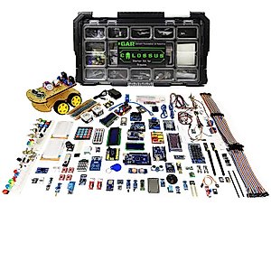 GAR Colossus Starter Kit for Arduino Uno Mega Nano - Complete Advanced Set, 5 Main Boards - 30 Sensors, 10 Shields with ESP32 WiFi + Bluetooth Modules for Wireless Robotics Smart Car