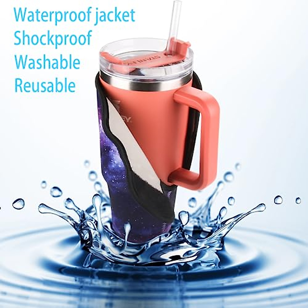 2 Pack Tumbler Carrier，Compatible with Stanley Adventure Quencher Travel Tumbler 40oz (2 starry sky purple)