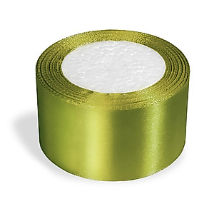 2 inch Light Olive Ribbon Satin Double Face Ribbons for Gift Wrapping Party Decoration Floral Arrangement Silk Ribbon for Wedding Decor Ribbon Light Olive Solid Ribbon Roll 2 in x 25 Yards