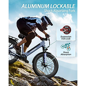 PUCKIPUPPY Electric Bike for Adults 960W Peak, 48V 15AH Removable Battery Electric Bicycle, 28MPH Commuter E-Bike, 7 Speed, Up to 60 Miles,All Terrain 26" Fat Tire Front Suspension, Samoyed