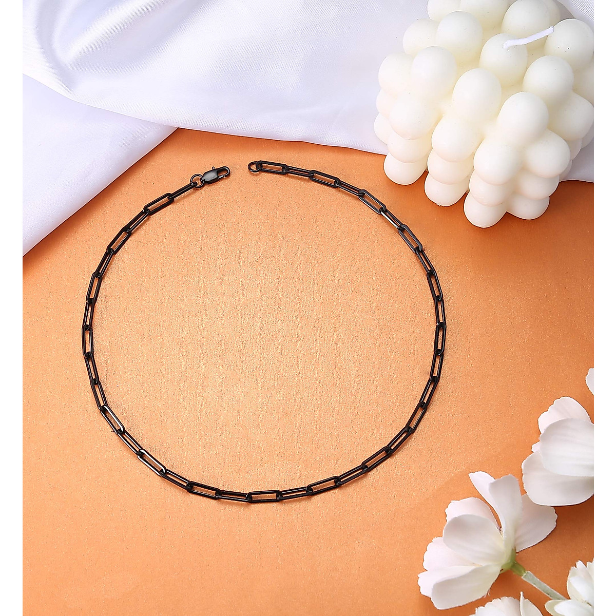 FIBO STEEL 3Pcs 14K Gold Plated Paperclip Chain Necklaces for Women Men Link Chain Necklace with Paperclip 18 Inches