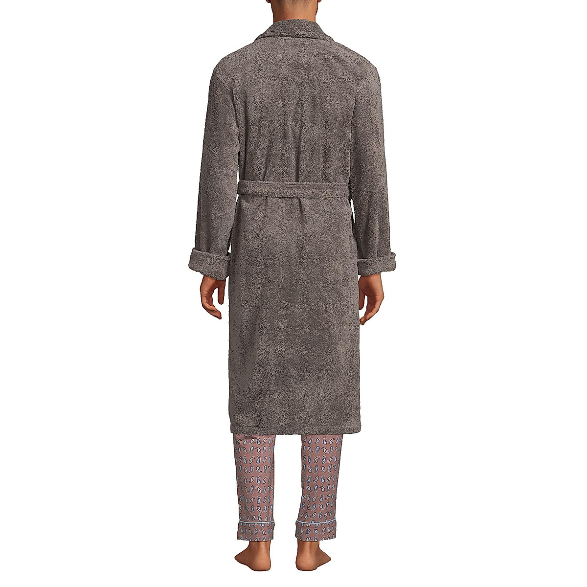 Lands' End Mens Calf Length Terry Robe Rich Steel Regular Large